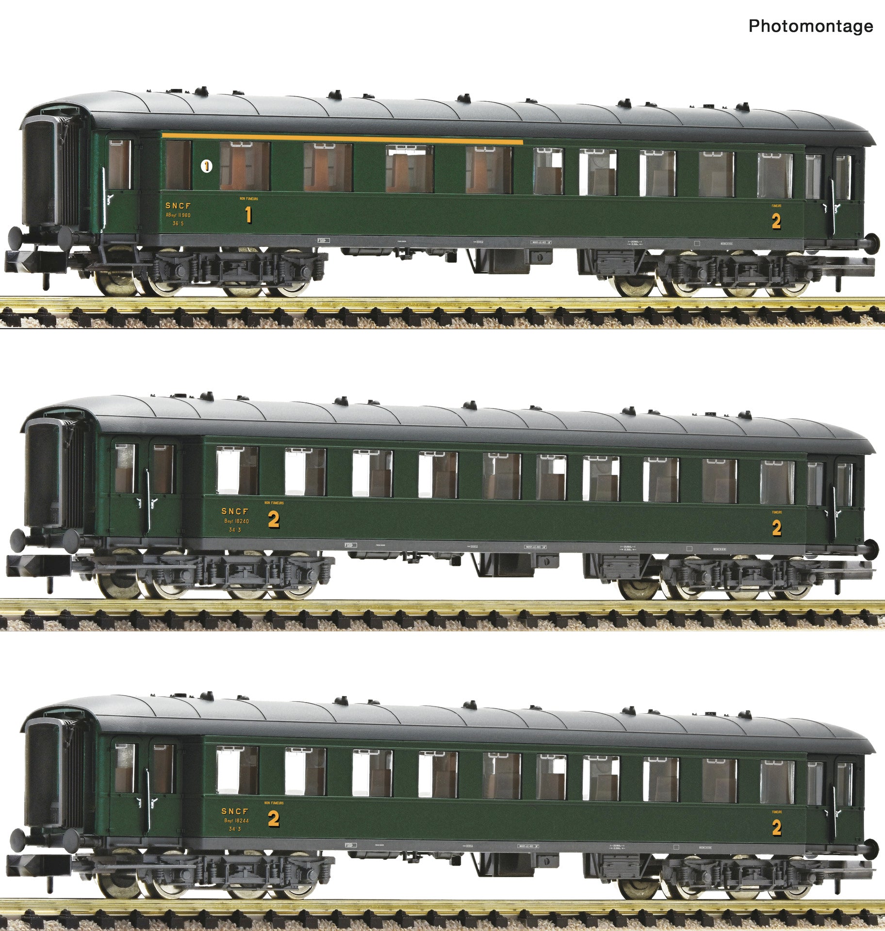 Fleischmann N 6260067 3 piece set: Passenger train SNCF era III DC 202 – Euro Model Trains