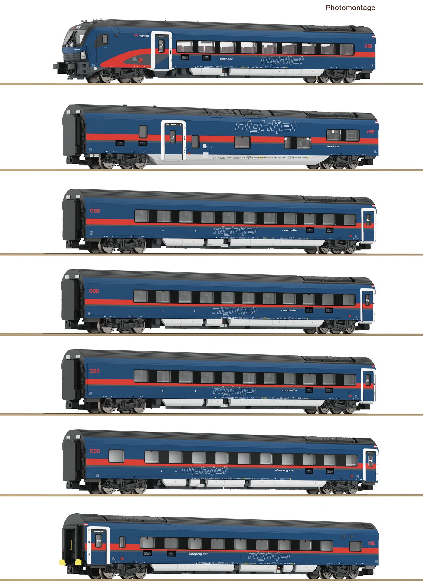 Fleischmann N 6270065 7 piece set: Nightjet ÖBB era VI DC 2025 New Ite – Euro Model Trains