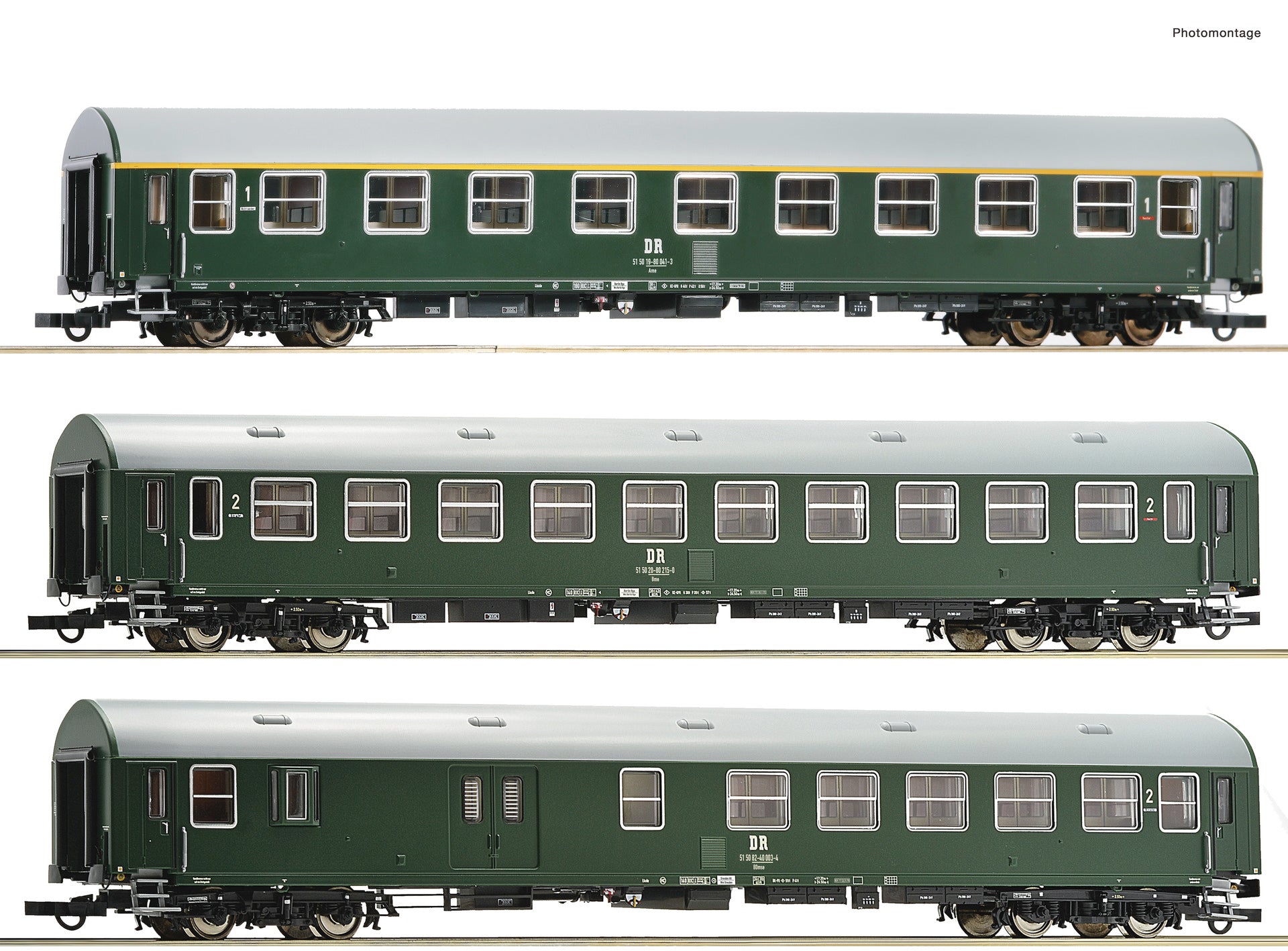 Roco HO 6200028 3-piece set 1: Passenger coach train DR era IV DC 2023 – Euro Model Trains