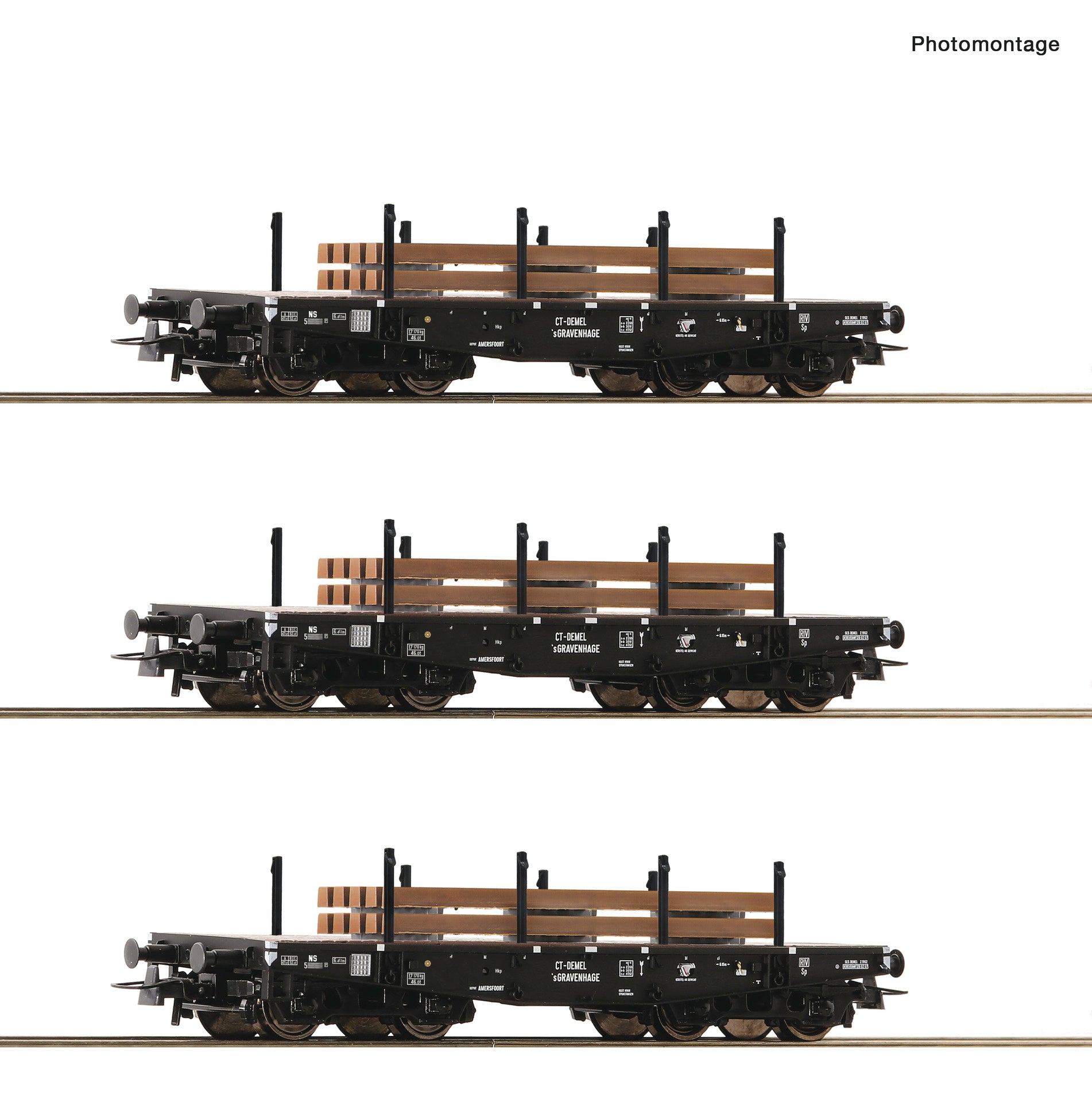 Roco HO 6600016 3-piece set: Heavy-duty wagon era III DC 2025 New Item ...