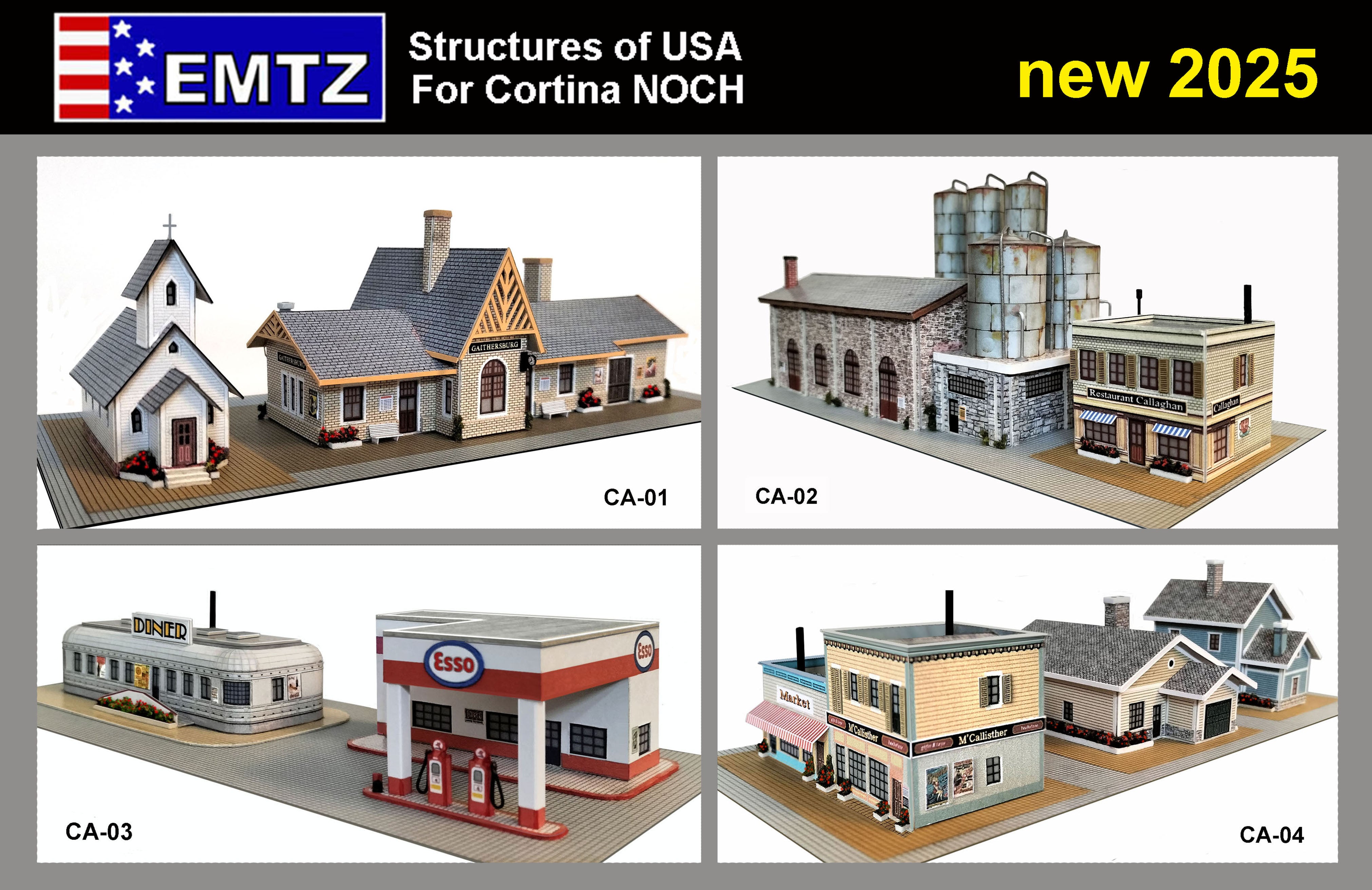 EMTZ Z 920 Set of 9 American Built up Structures - for "Cortina" or an ...