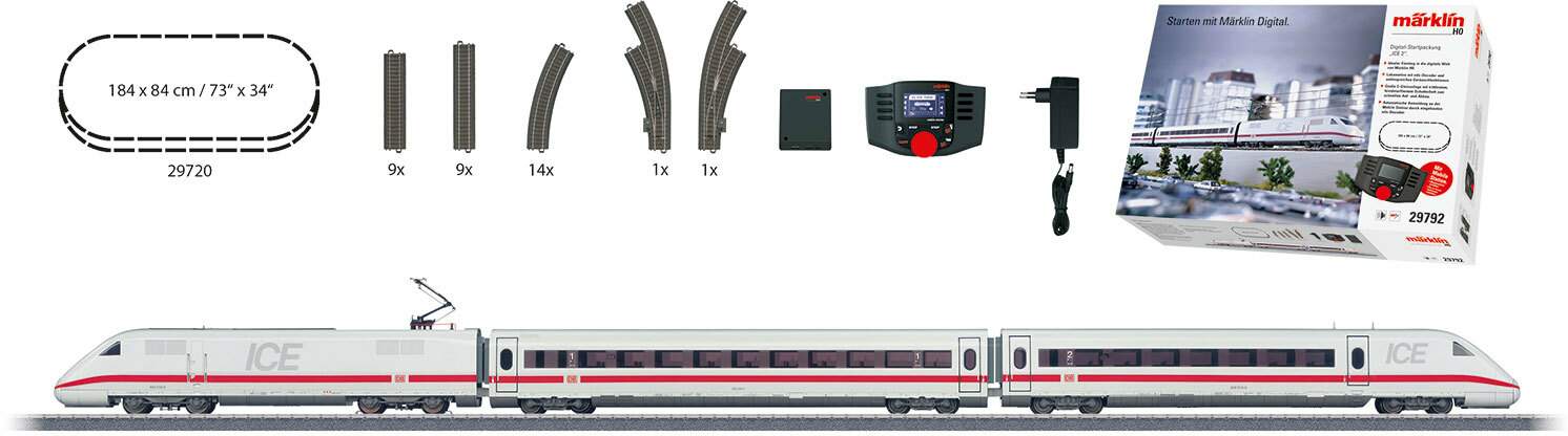 Marklin HO 29792 ICE 2 Starter Set - 3-Rail w/Sound & Digital 120V -- – Euro Model Trains