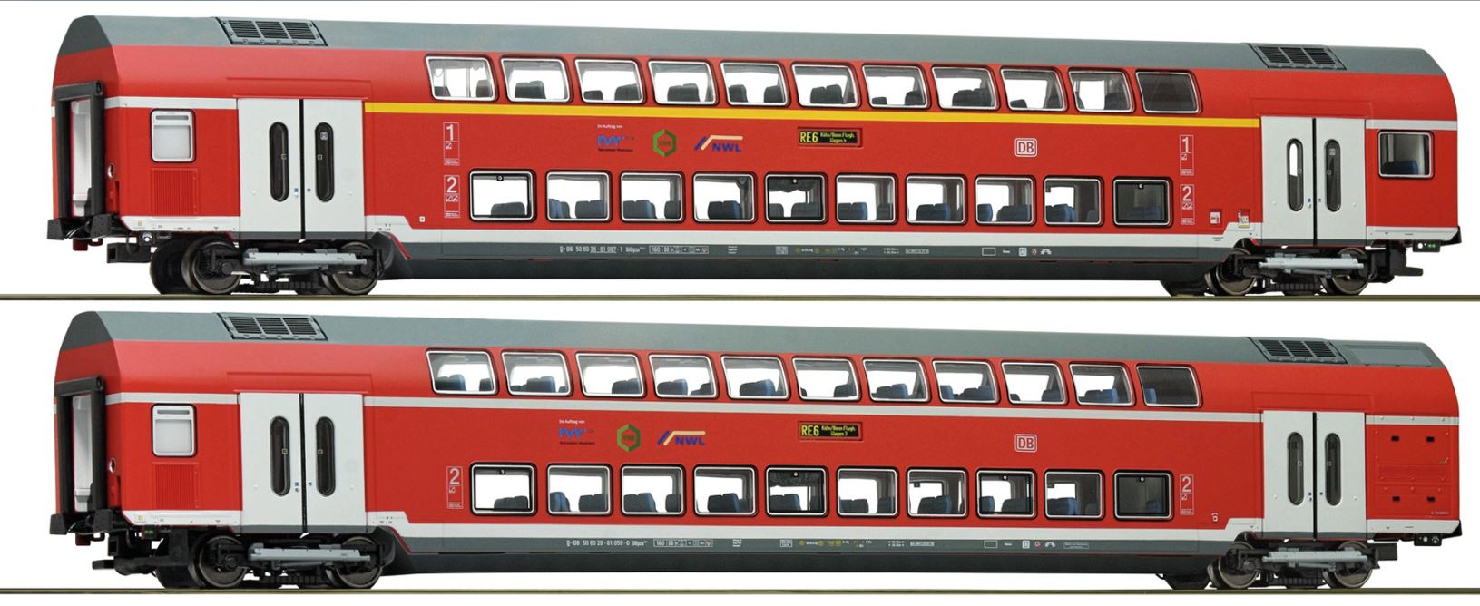 Roco HO 74149 ~AC 2 piece set: Double-deck coaches of DB-AG w/Interior ...