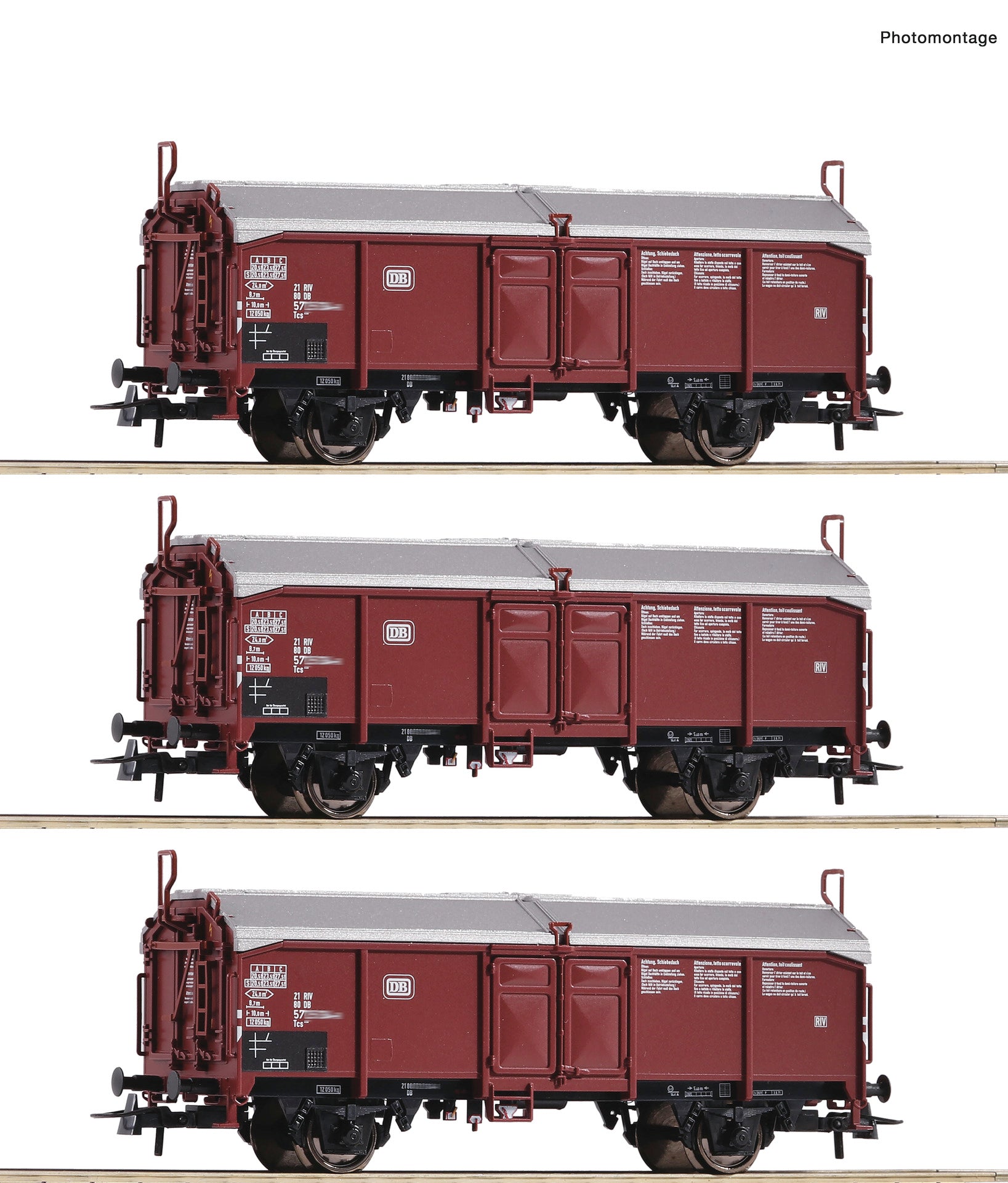 Roco HO 77050 3-piece set: Sliding roof wagon DB era IV DC 2023 New It ...