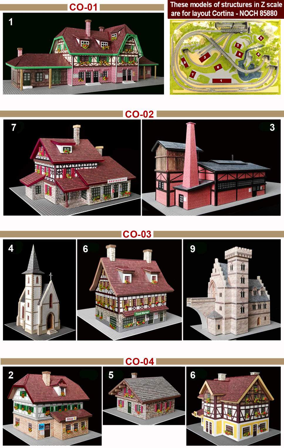 EMTZ Z 919 Set of 9 European Built up Structures (specifically designe ...